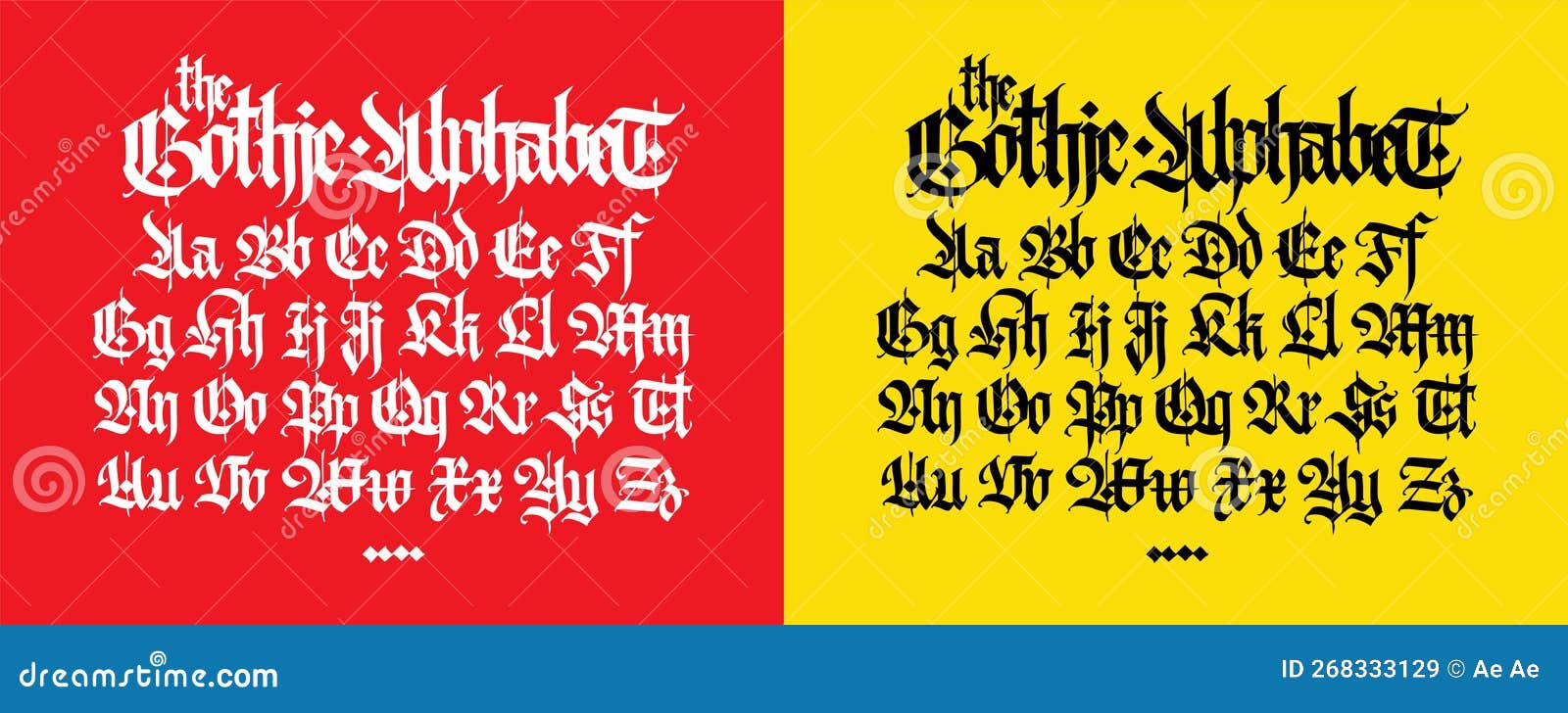 Gothic. Vector. Uppercase and Lowercase Letters on a Red Background ...