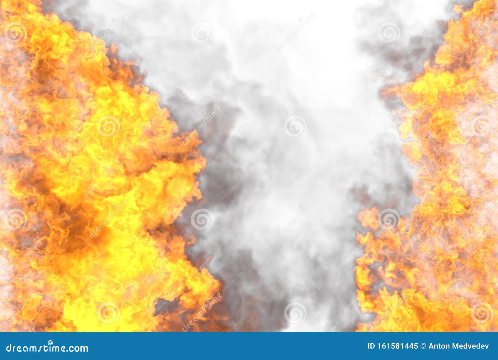 Fire 3D Illustration Of Burning Visionary Fireplace Frame Isolated On ...