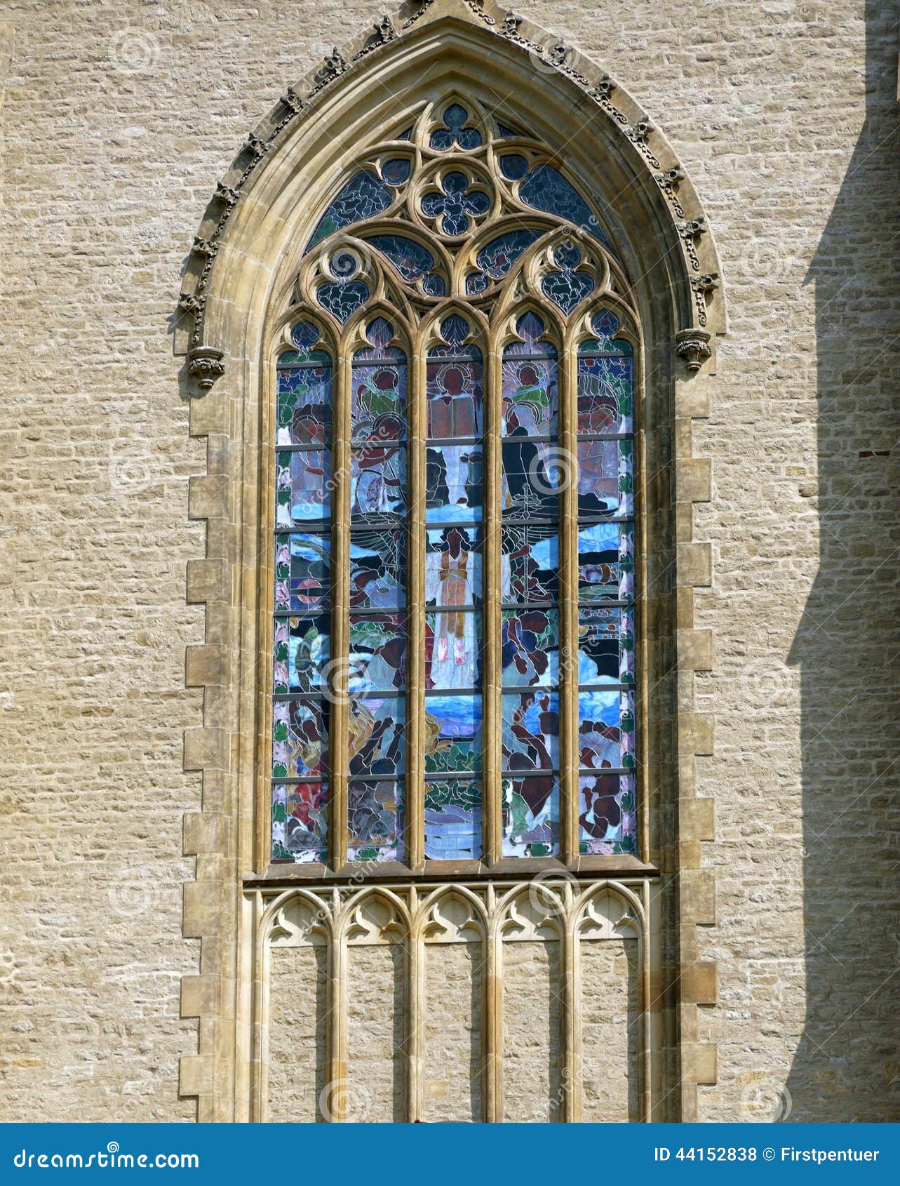 Gothic Window with Colored Vitrage Stock Photo - Image of historic ...