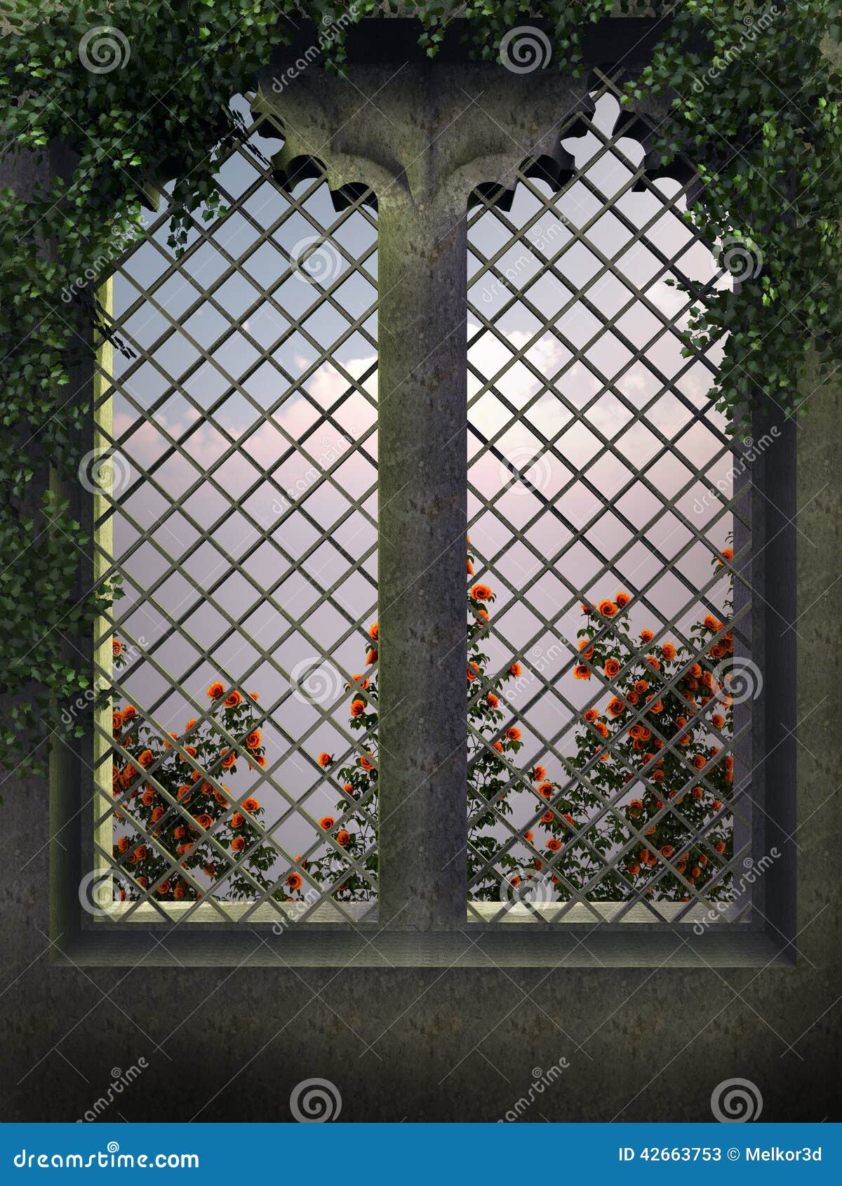 Gothic Window Cartoon Vector | CartoonDealer.com #60998029