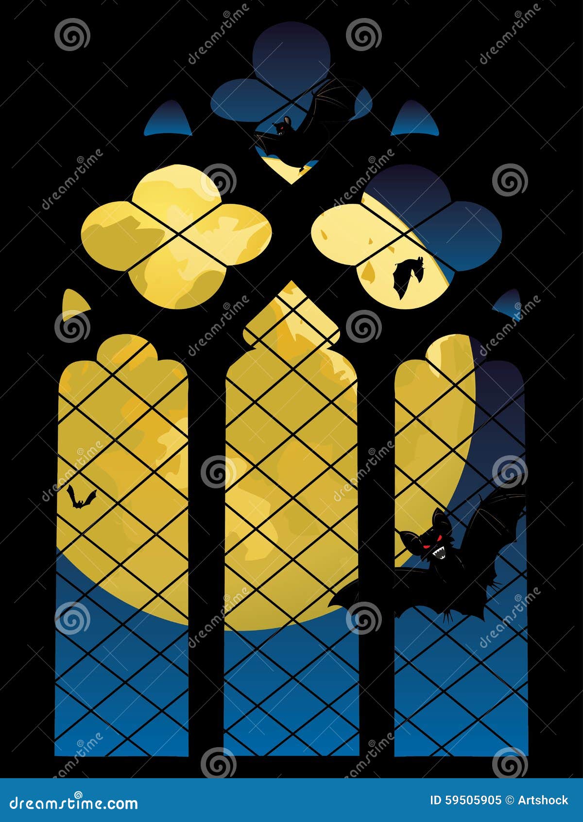 Gothic Window and Moon stock vector. Illustration of cathedral - 59505905