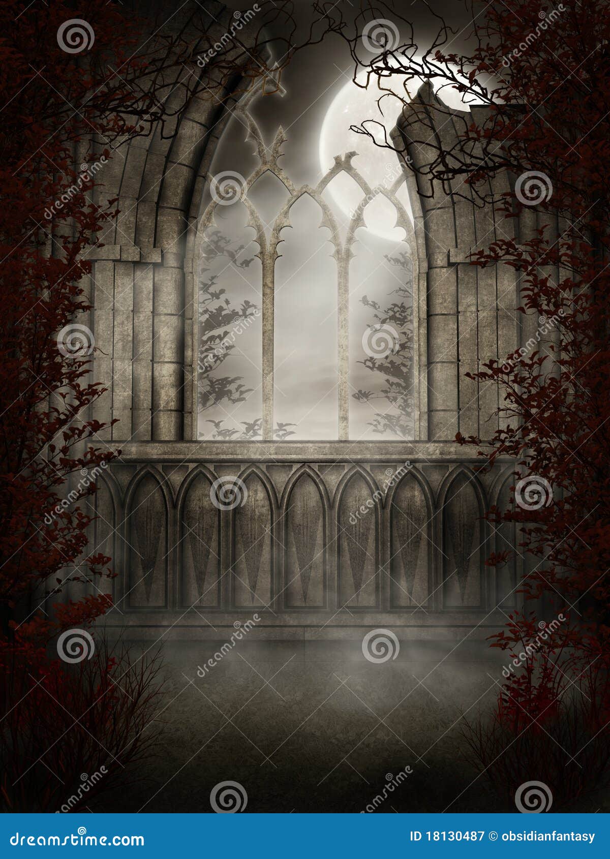 Gothic window with thorns stock illustration. Illustration of fantasy ...