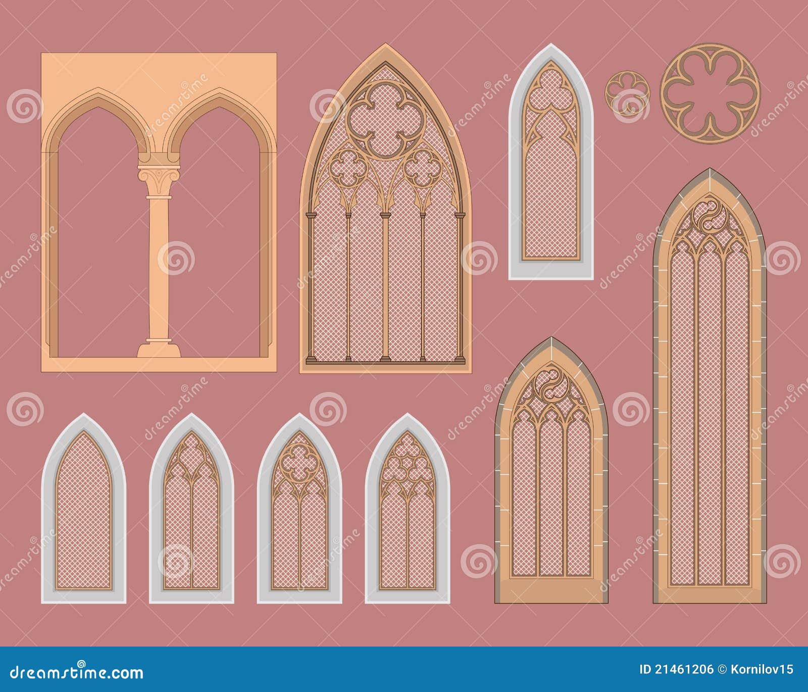 Gothic Window Cartoon Vector | CartoonDealer.com #60998029