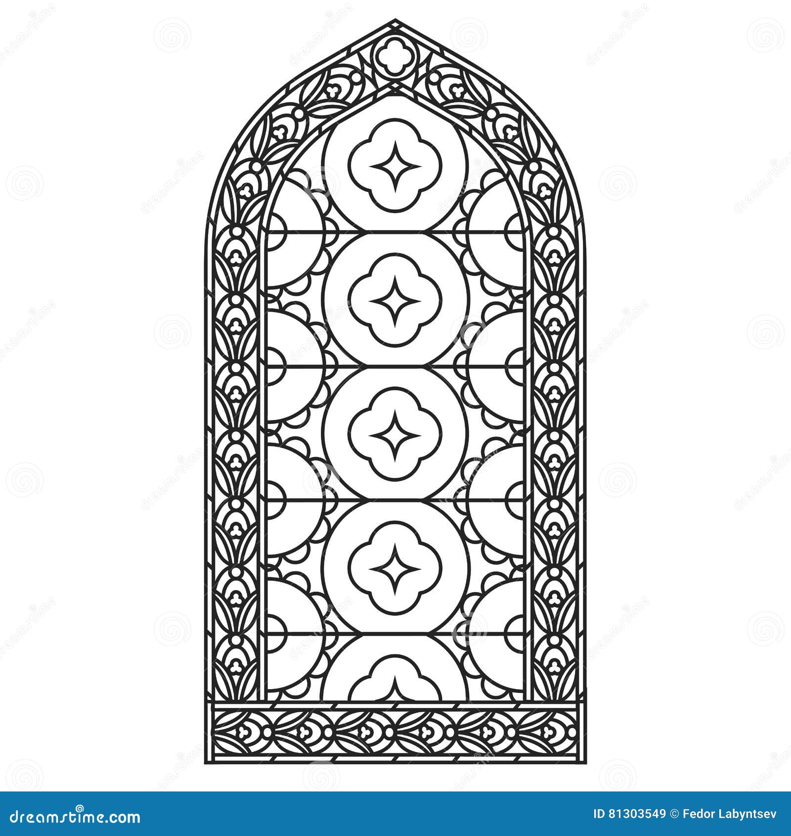 Gothic Windows With Poison Ivy And Night Sky With Crescent Moon Hand ...