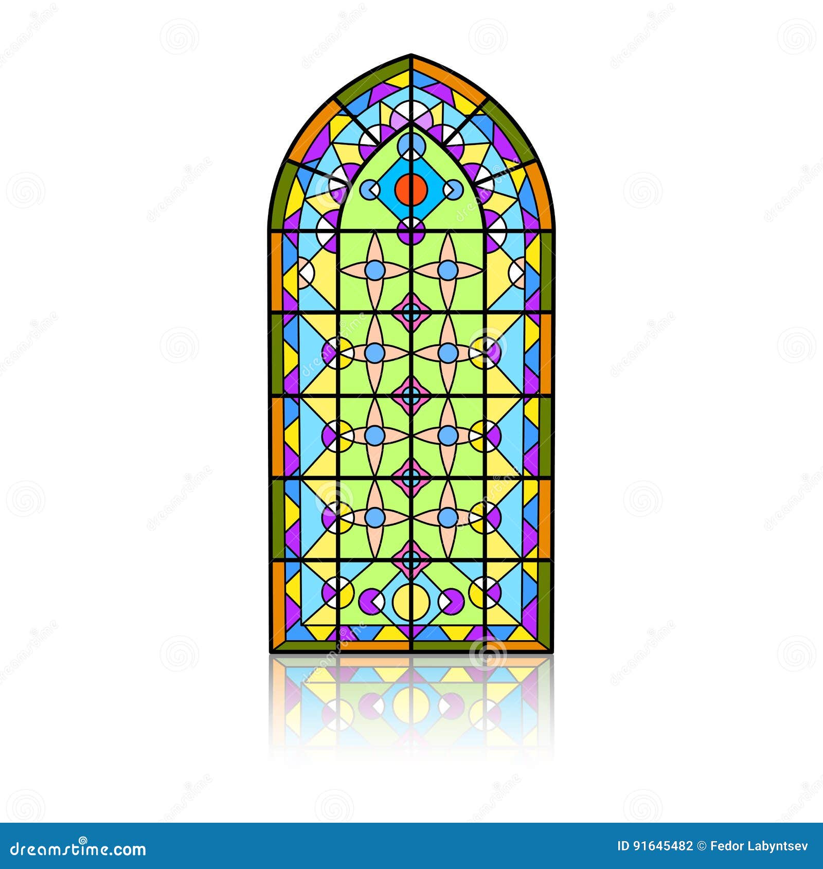 Gothic Windows. Vintage Frames. Church Stained-glass Windows Cartoon ...
