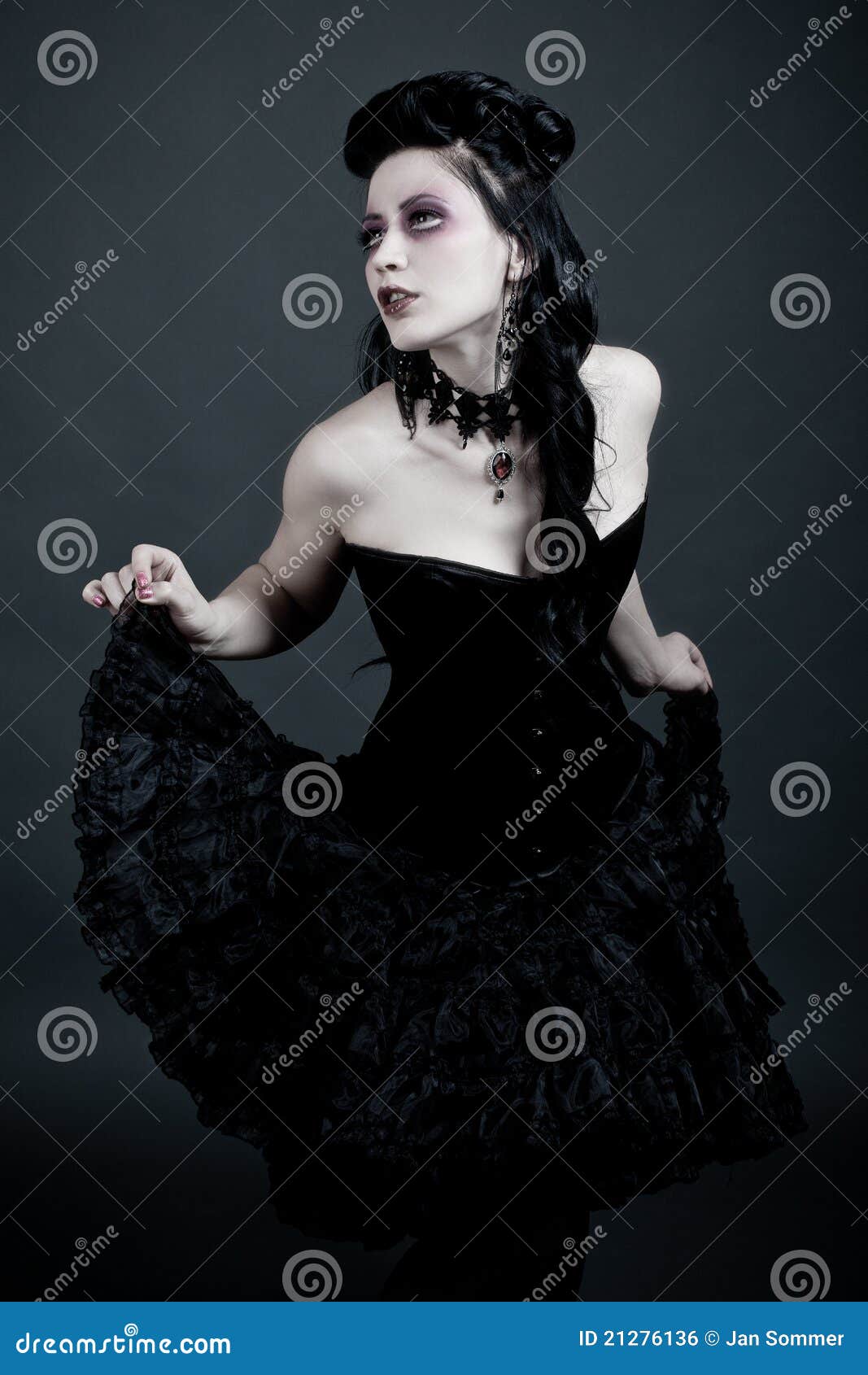 Gothic Woman Dancing Lost in Thougts Stock Photo - Image of dark ...