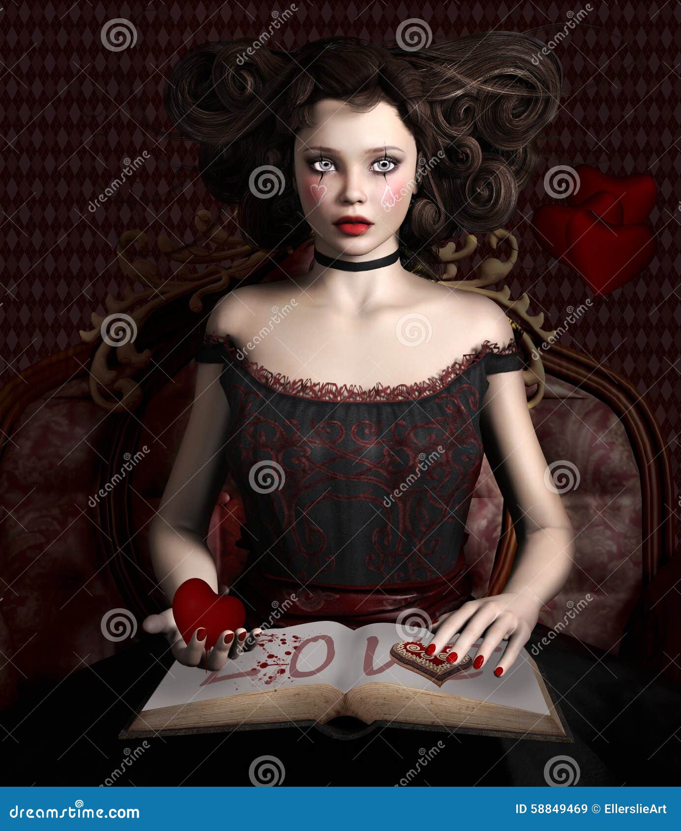 Gothic woman stock illustration. Illustration of black - 58849469