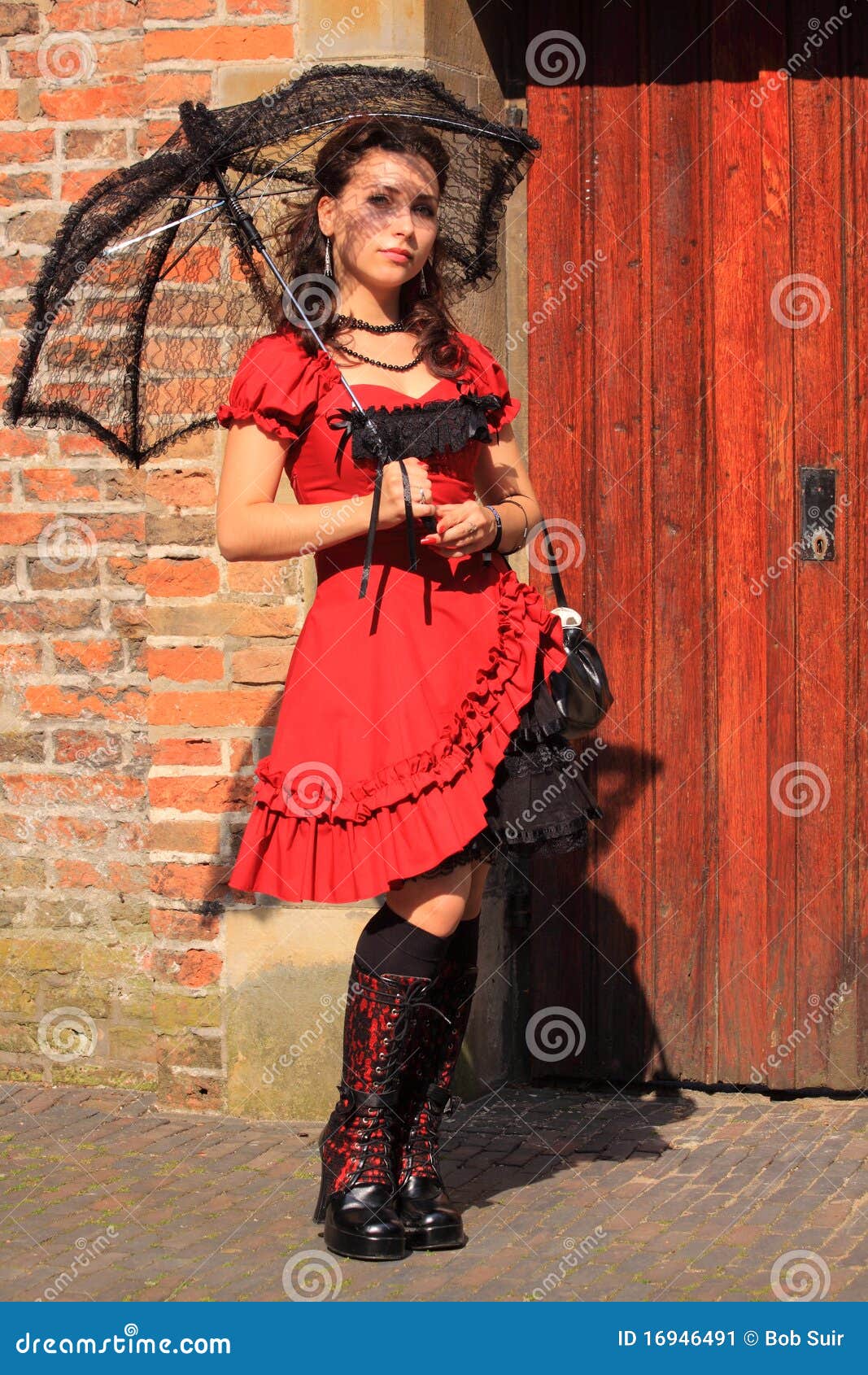Gothic Woman In Red Dress Editorial Photo Image Of Lifstyle 16946491