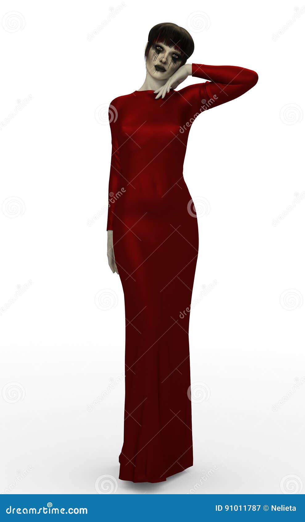 Gothic Woman In Red Dress Stock Illustration Illustration Of Dress