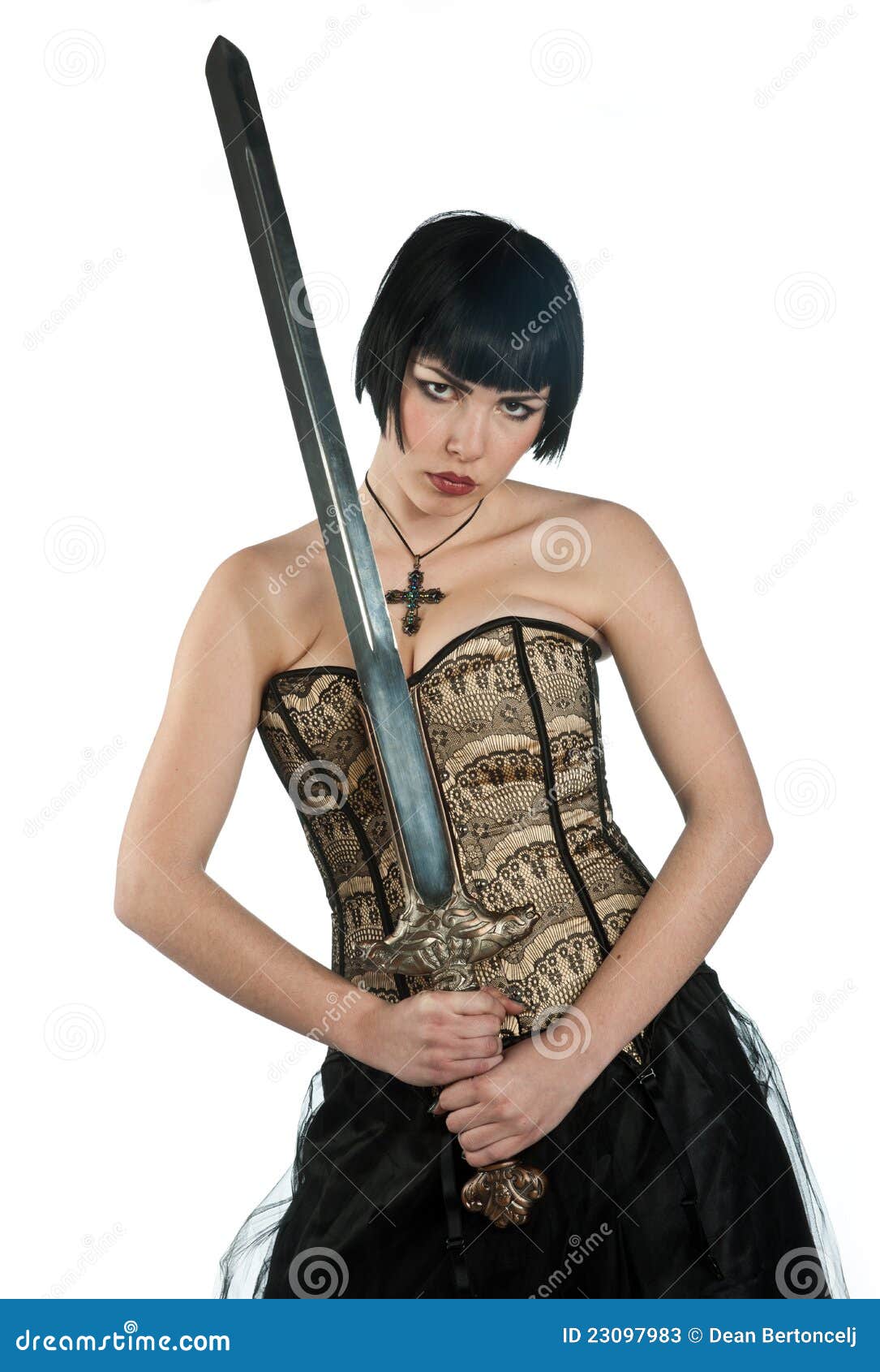 Gothic woman with sword stock image. Image of dress, corset - 23097983