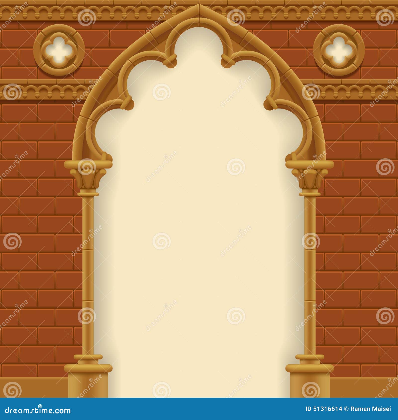 Gotische boog en muur vector illustratie. Illustration of illustratie ...