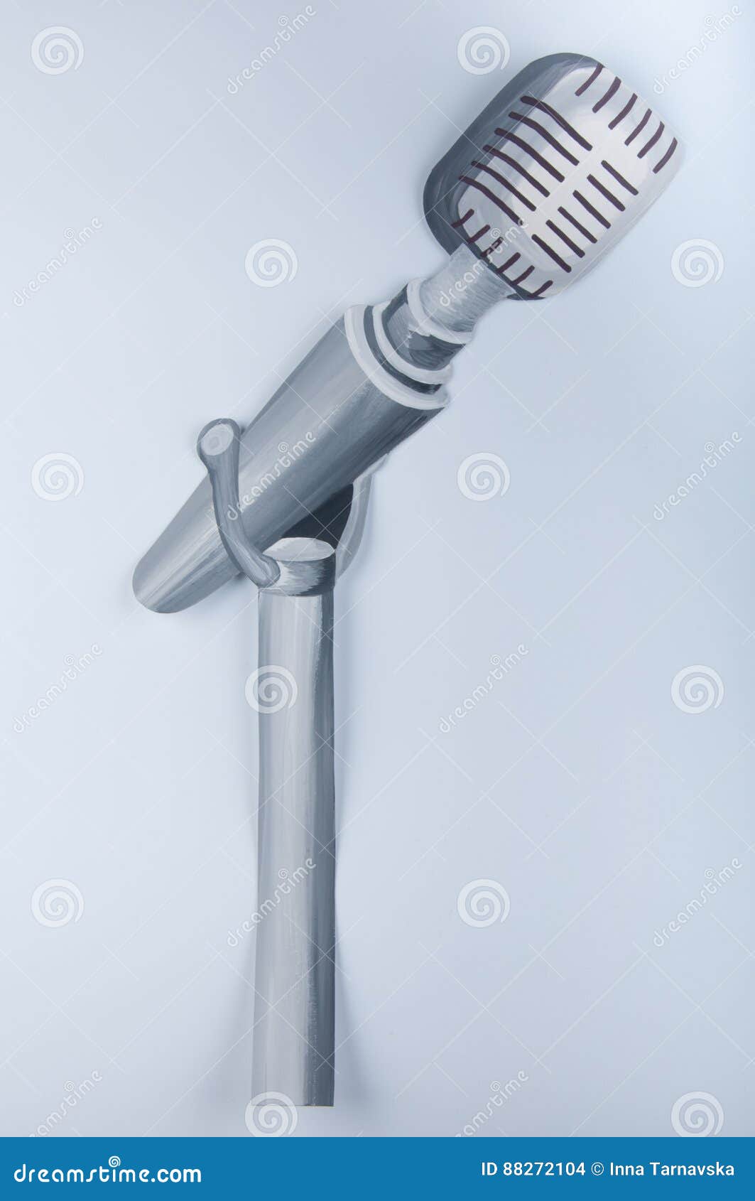 Gouache Painting. Grey Microphone on White Background Editorial Stock ...