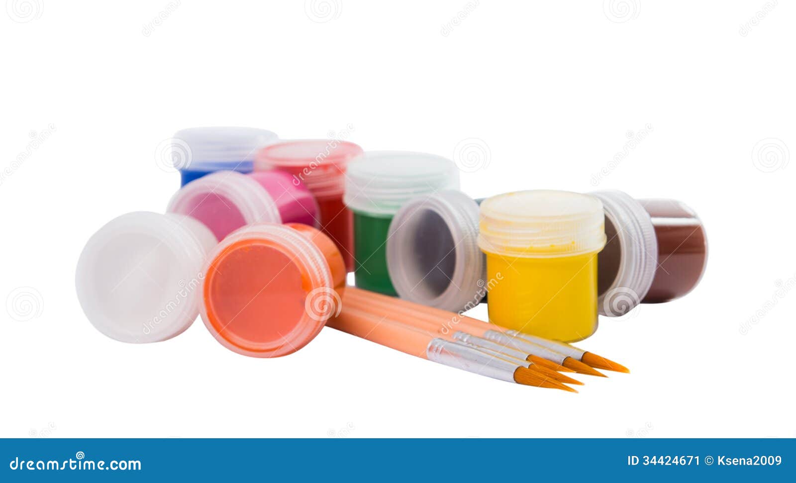 Gouache Van Verf En Borstel Stock Afbeelding - Image of penseel ...