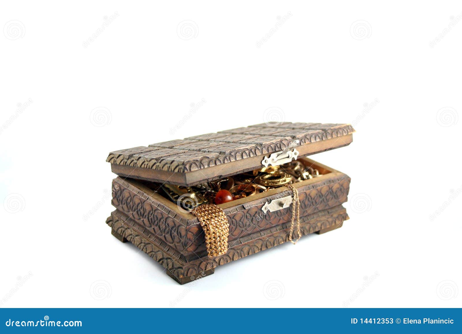 Goud in doos stock afbeelding. Image of gouden, erfenis - 14412353