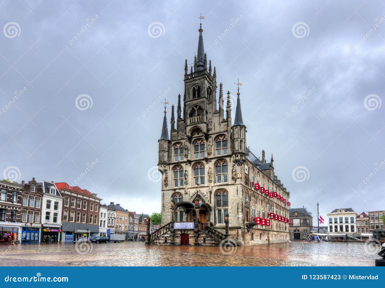 Gouda Town Hall on Market Square, Netherlands Stock Image - Image of ...