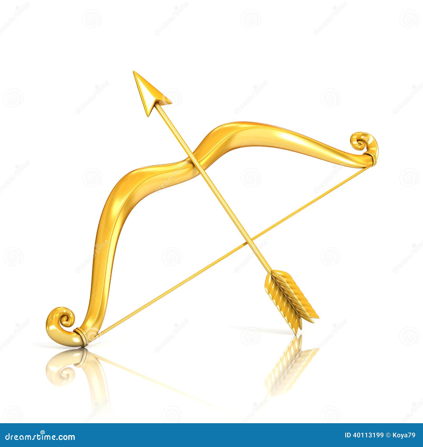 Gouden boog en pijl stock illustratie. Illustration of pinda - 40113199