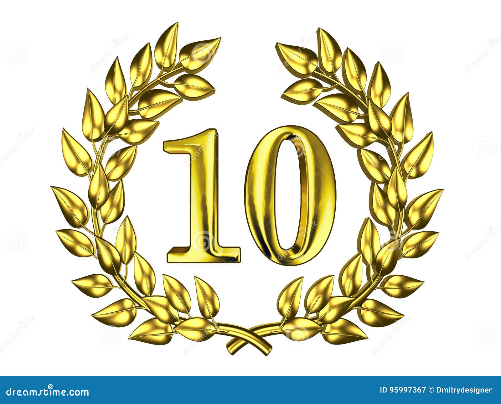 Gouden Cijfer Van 10 in Een Gouden Kroon Stock Illustratie ...