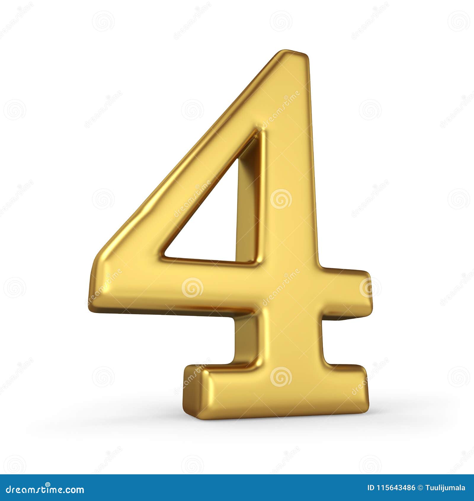 Gouden Die Nummer 4 Op Wit Wordt Geïsoleerd Stock Illustratie ...