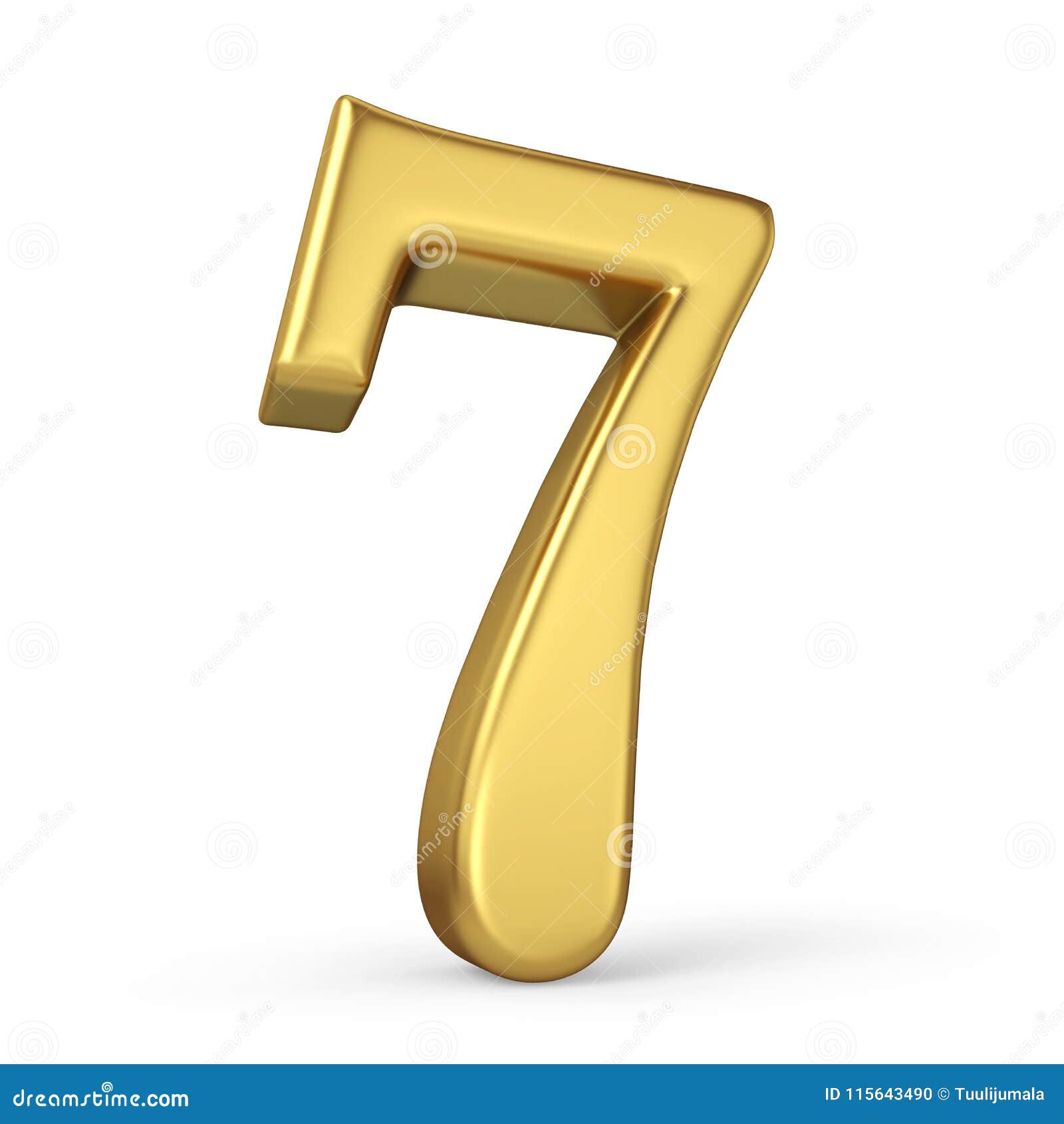 Gouden Die Nummer 7 Op Wit Wordt Geïsoleerd Stock Illustratie ...