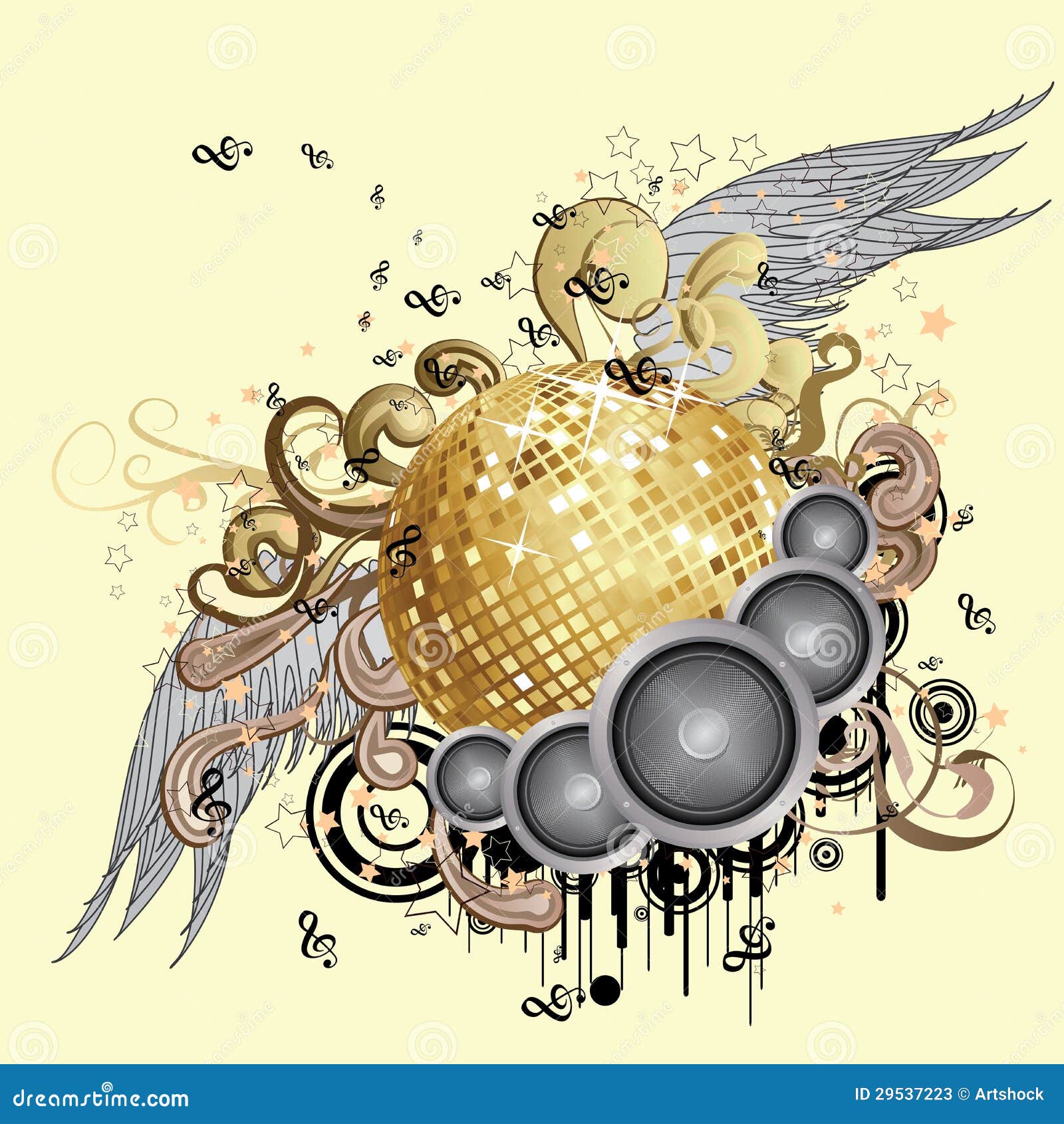 Gouden Discobal Met Vleugels Vector Illustratie - Illustration of ...