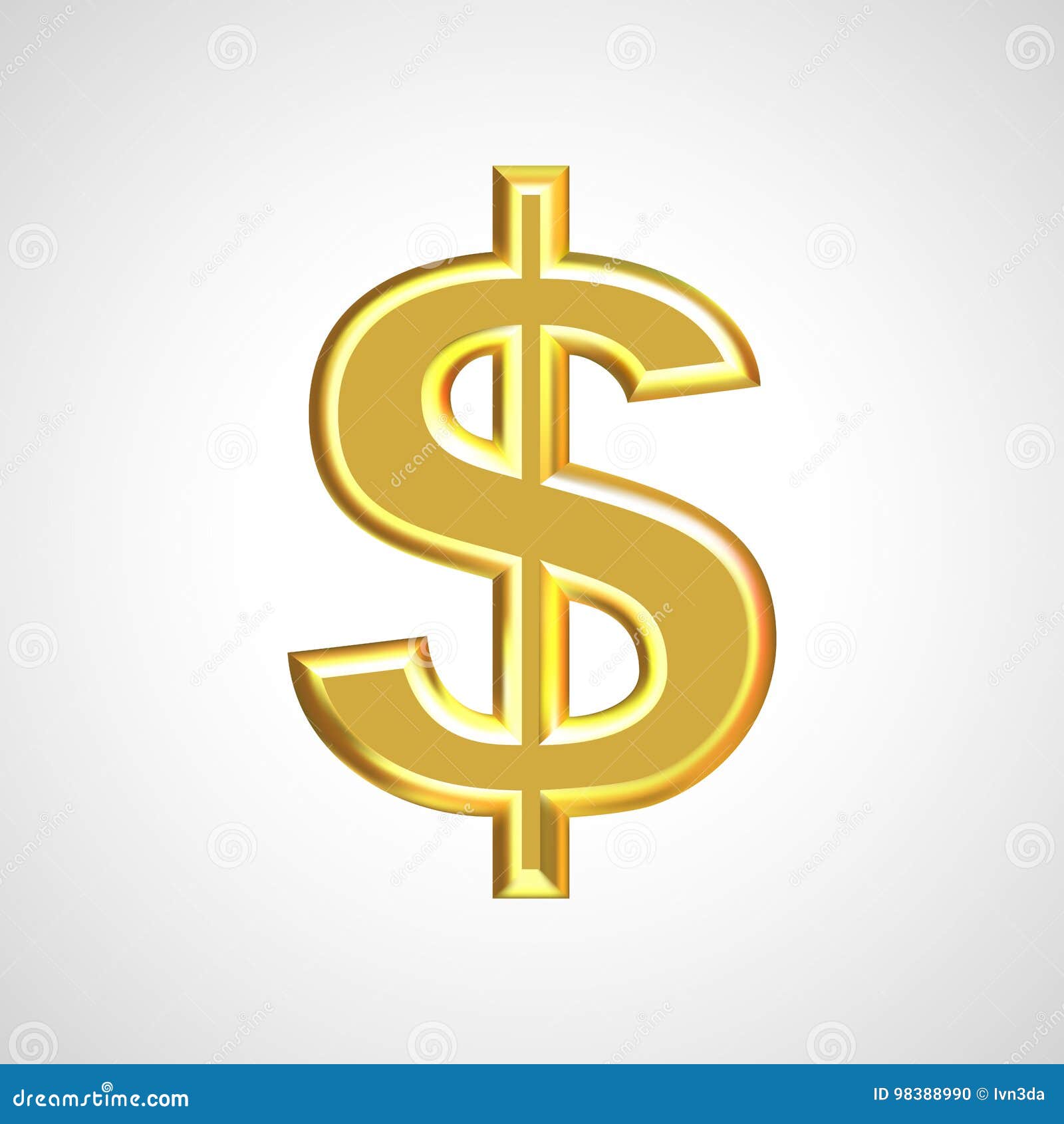 Gouden dollarteken/symbool vector illustratie. Illustration of ontwerp ...