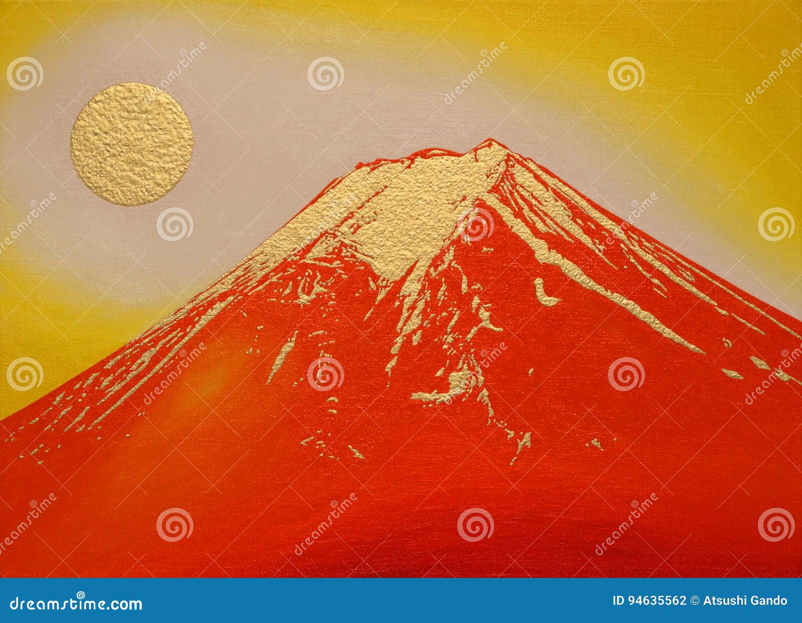 Gouden En Rode MT Fuji, Japan Stock Foto - Image of koppelen ...