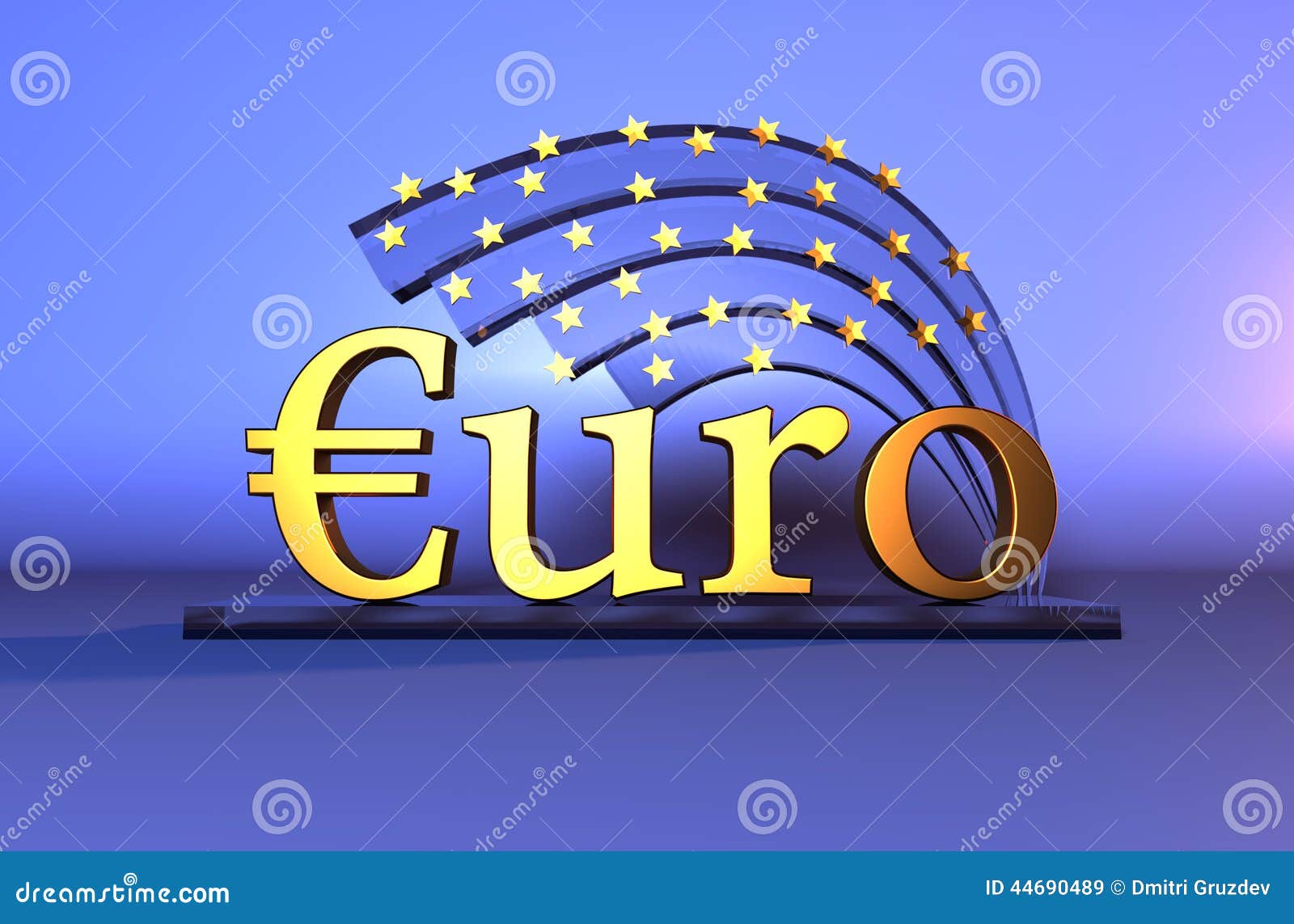 Gouden Euro Tekst - Muntteken Stock Illustratie - Illustration of tekst ...