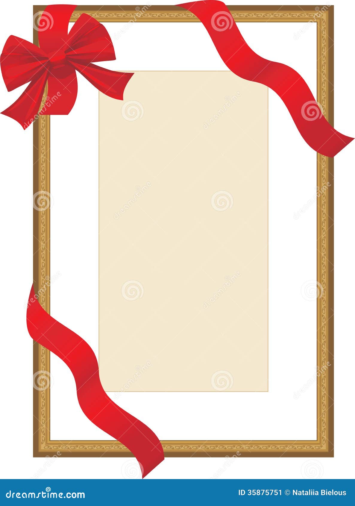 Gouden Feestelijk Kader Met Rood Lint Vector Illustratie - Illustration ...