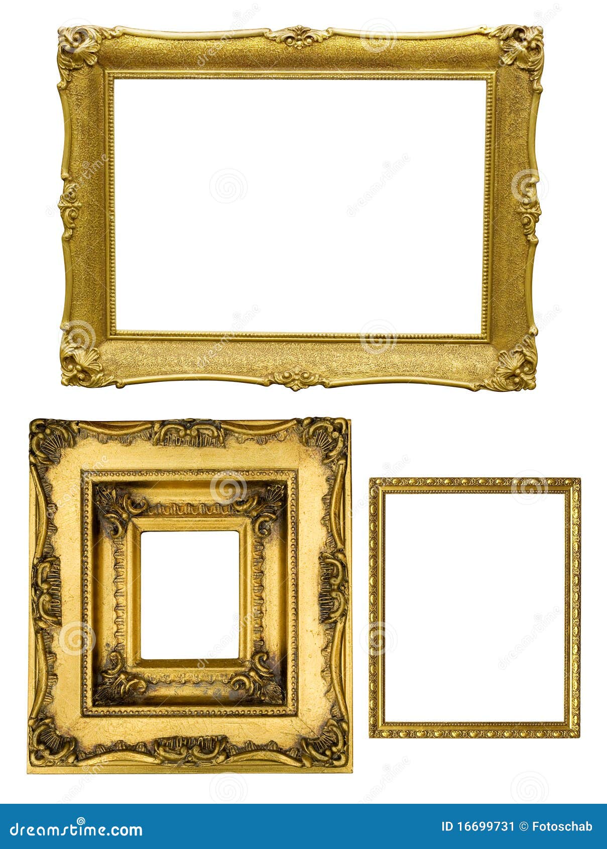 Gouden frames stock afbeelding. Image of leeg, verscheidene - 16699731