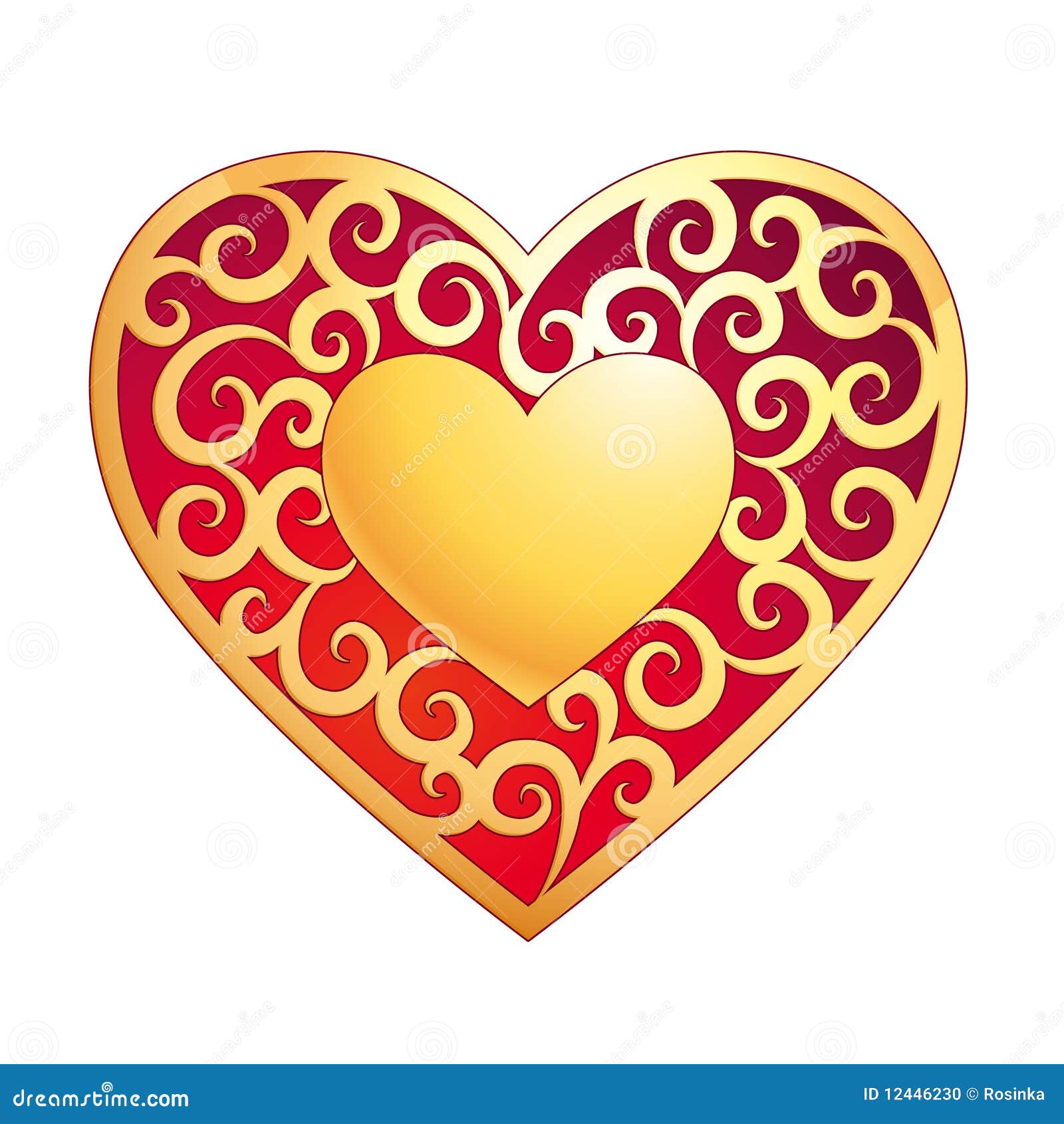 Gouden hart vector illustratie. Illustration of decoratie - 12446230