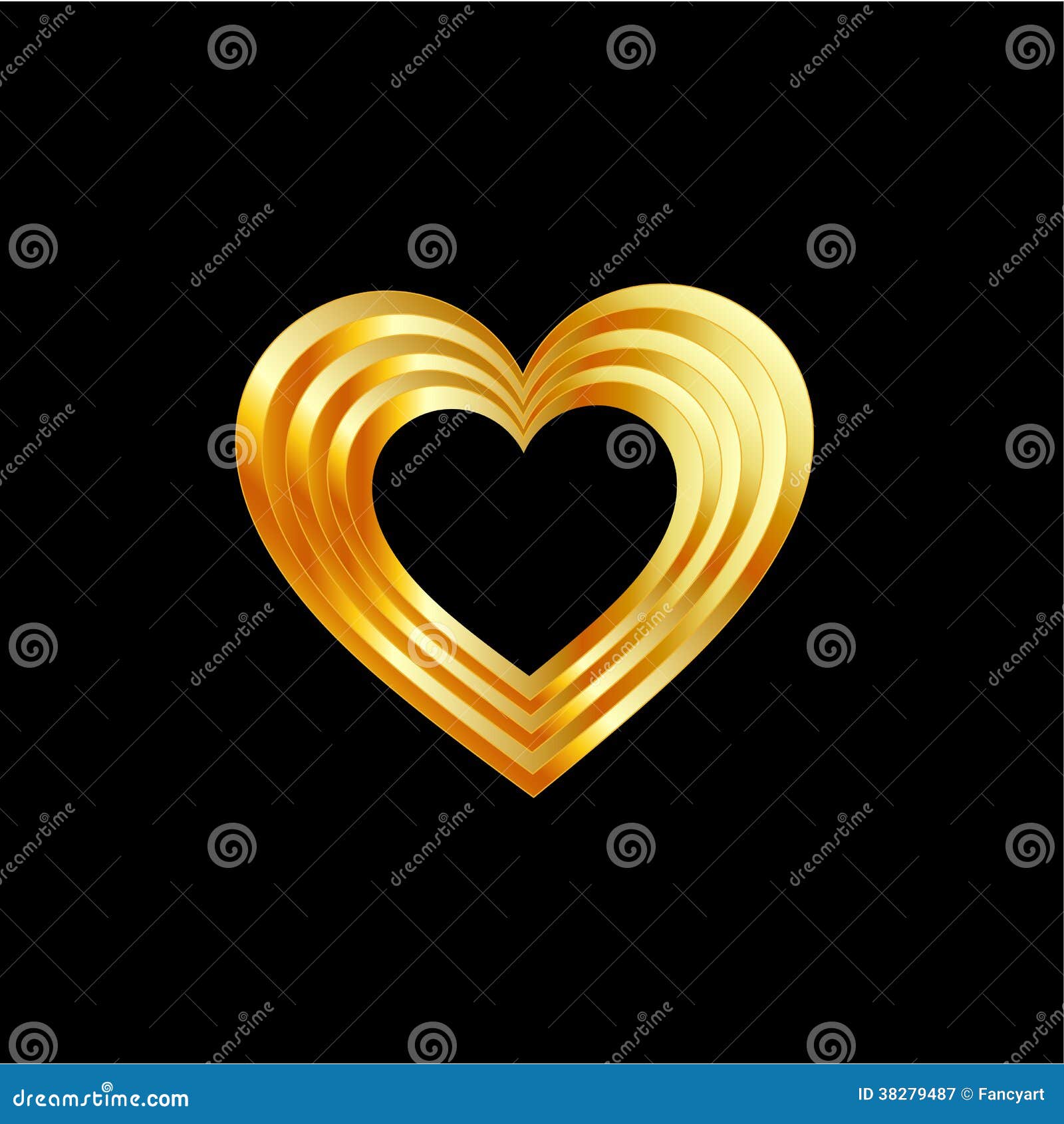 Gouden Hart Gestalte Gegeven Kader Vector Illustratie - Illustration of ...