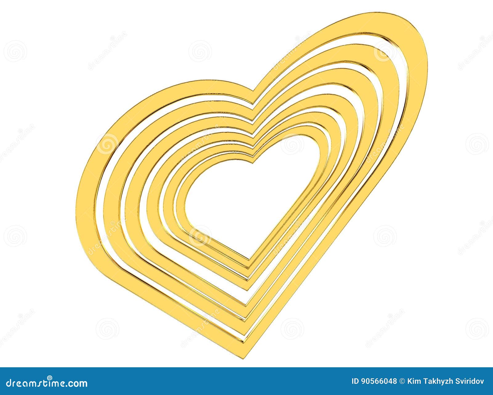 Gouden Hart Op Een Witte Achtergrond Stock Illustratie - Illustration ...
