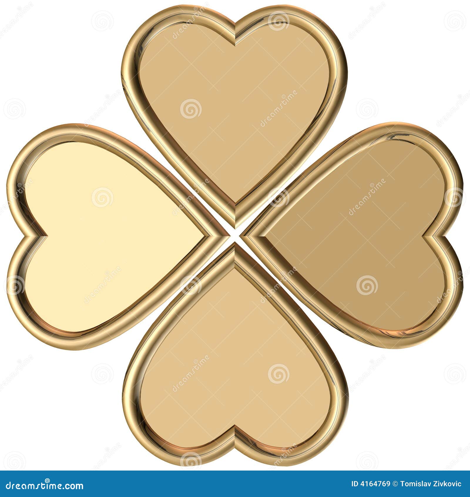 Gouden Harten 4 Bladerenklaver Stock Illustratie - Illustration of blad ...