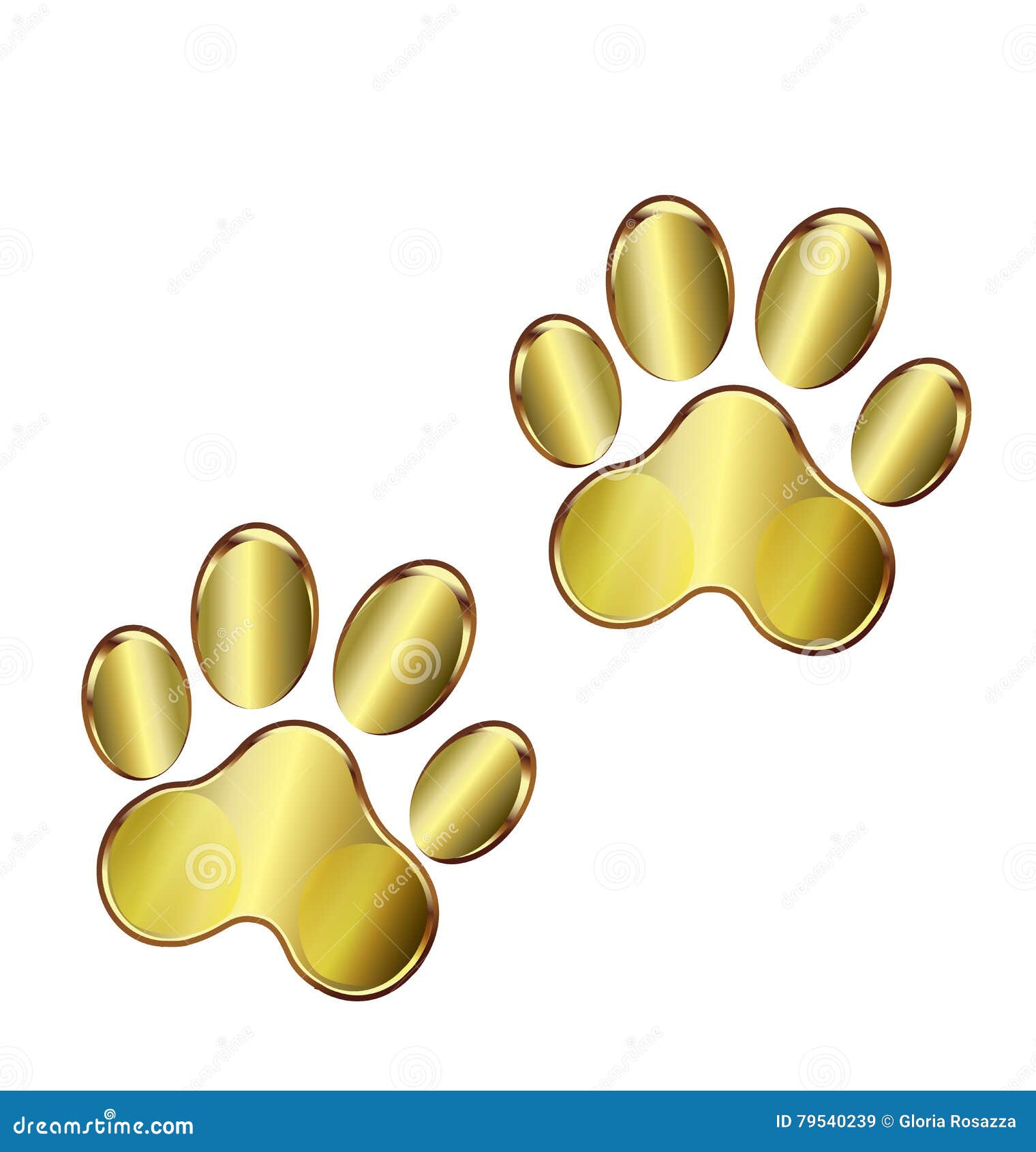 Gouden hondpoten vector illustratie. Illustration of zorg - 79540239