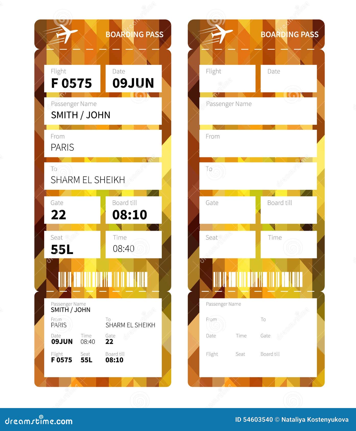 Gouden instapkaart vector illustratie. Illustration of toerist - 54603540