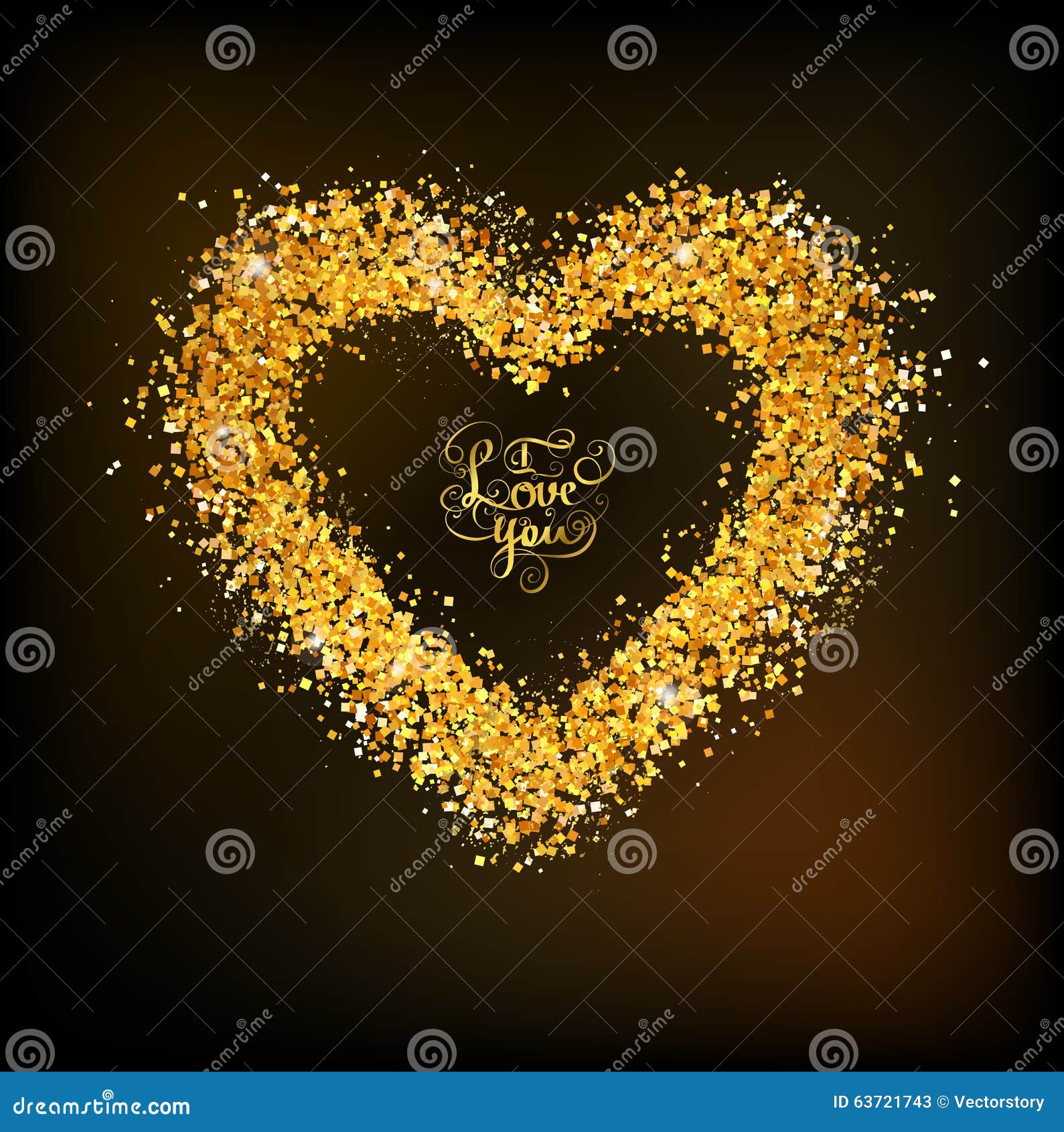 Gouden Kader in De Vorm Van Een Hart Vector Illustratie - Illustration ...