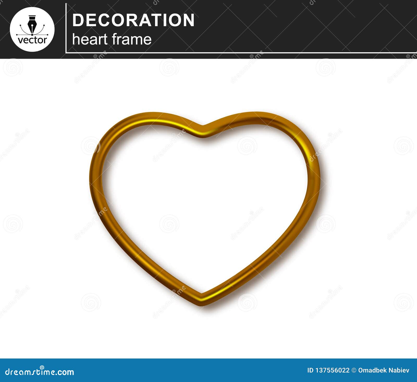 Gouden Kader in De Vorm Van Een Hart Vector Illustratie - Illustration ...