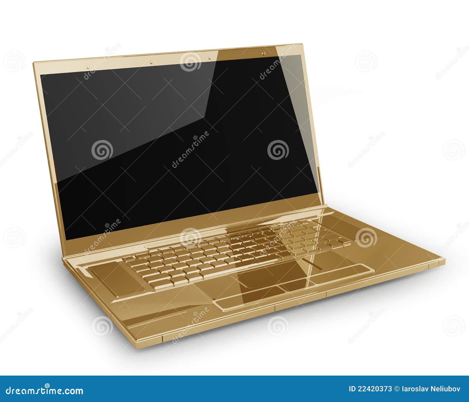 Gouden laptop op wit stock illustratie. Illustration of toetsenbord ...