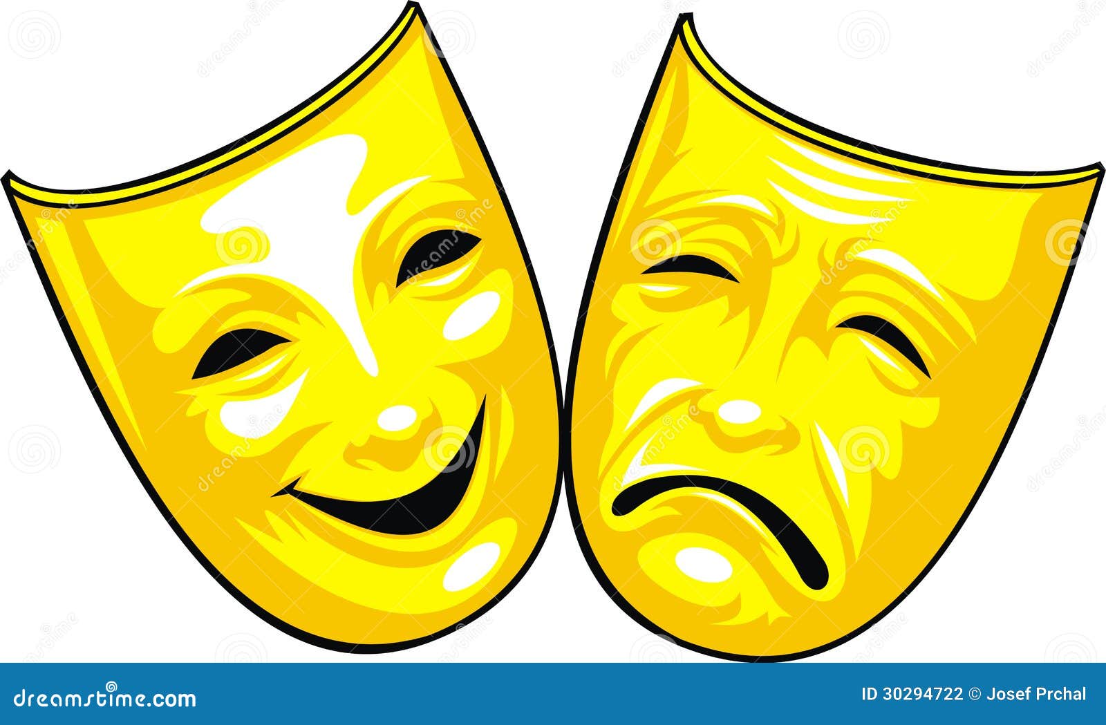 Gouden maskers van theater vector illustratie. Illustration of komedie ...