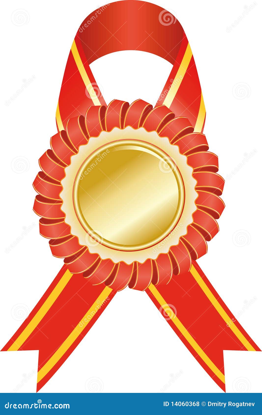 Gouden Medaille Met Rood Lint Vector Illustratie - Illustration of presentatie, voltooiing: 14060368