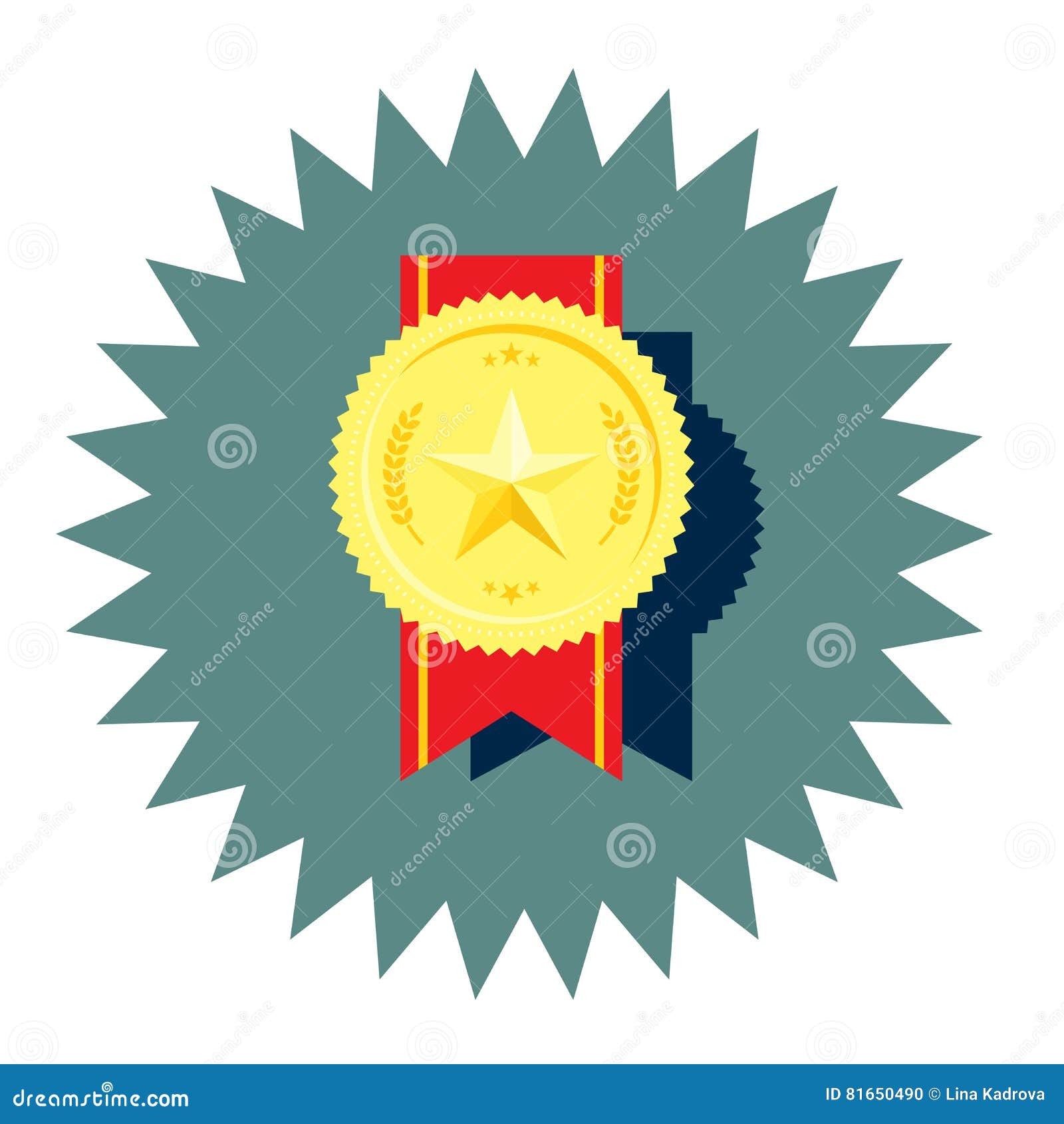 Gouden Medaille Met Ster En Rode Lintvector Vector Illustratie - Illustration of beste, etiket ...