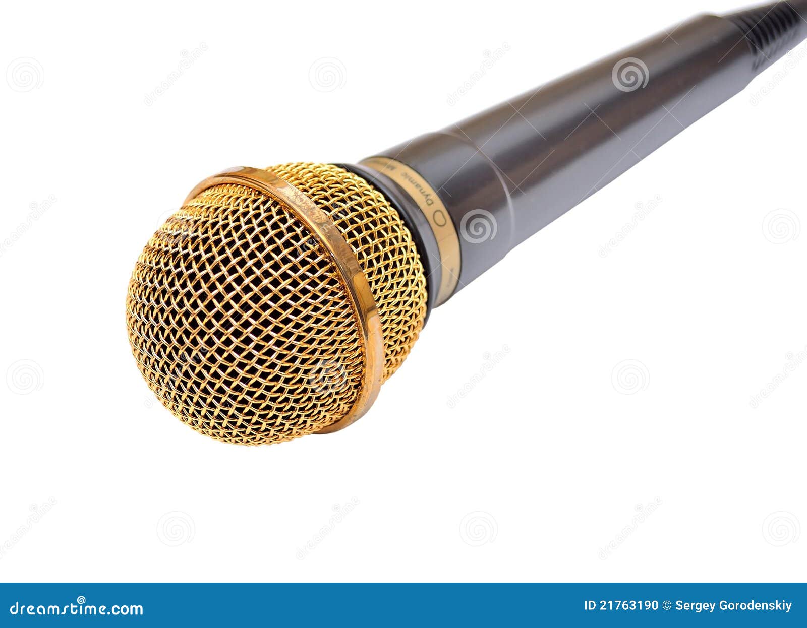 Gouden microfoon stock foto. Image of geïsoleerd, bericht - 21763190