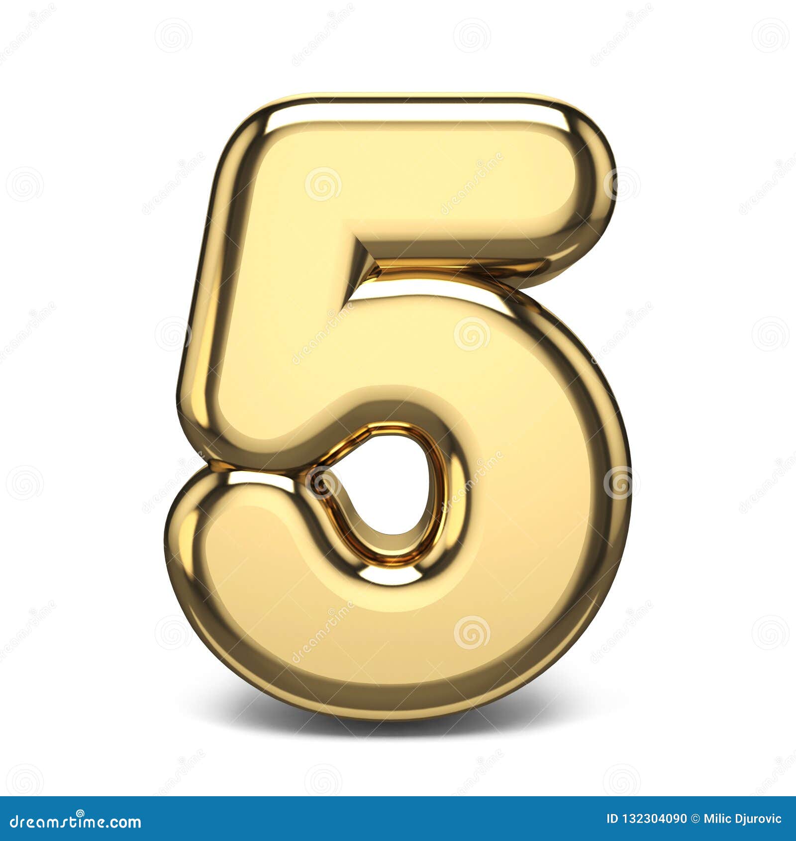 Gouden nummer 5 3D VIJF stock illustratie. Illustration of opgepoetst ...
