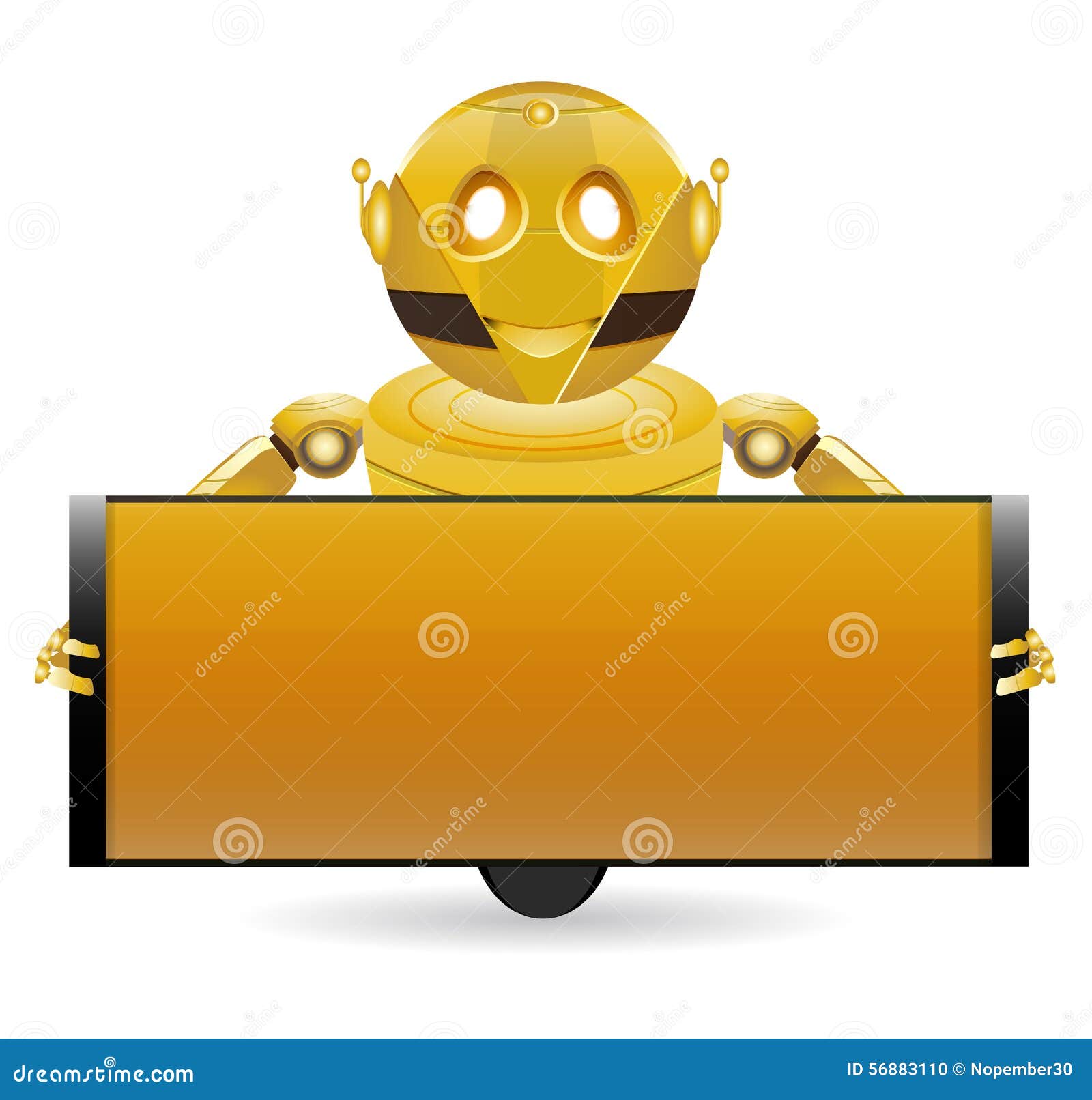 Gouden Robot Met Tekstvakje 2 Vector Illustratie - Illustration of ...