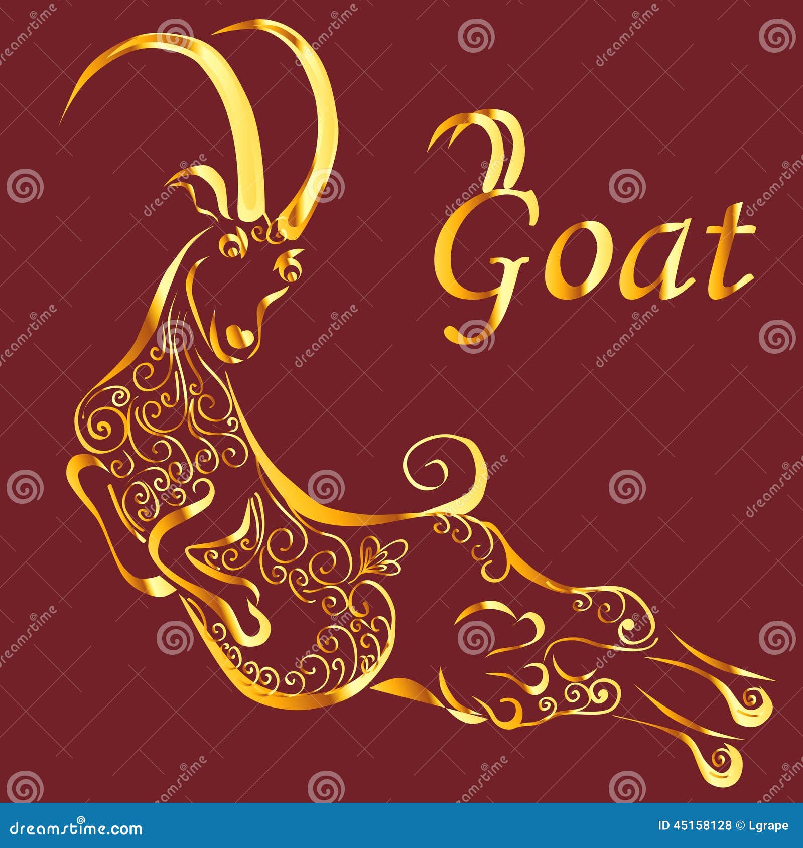 Gouden silhouet van geit vector illustratie. Illustration of versiering ...
