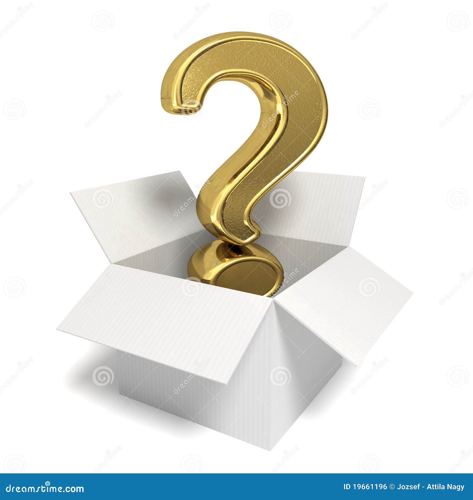 Gouden Vraagteken in Een Doos Stock Illustratie - Illustration of goud ...