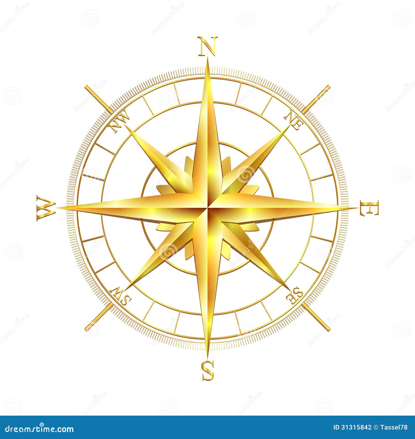 Gouden windroos vector illustratie. Illustration of begeleiding - 31315842