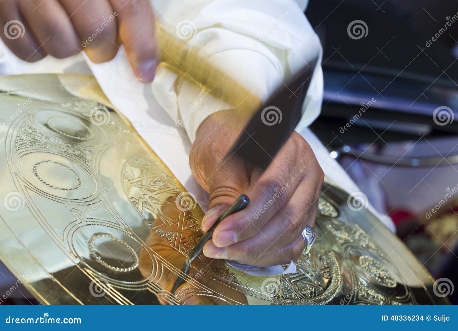 Gouging Copper Tin Plate stock photo. Image of handicraft - 40336234