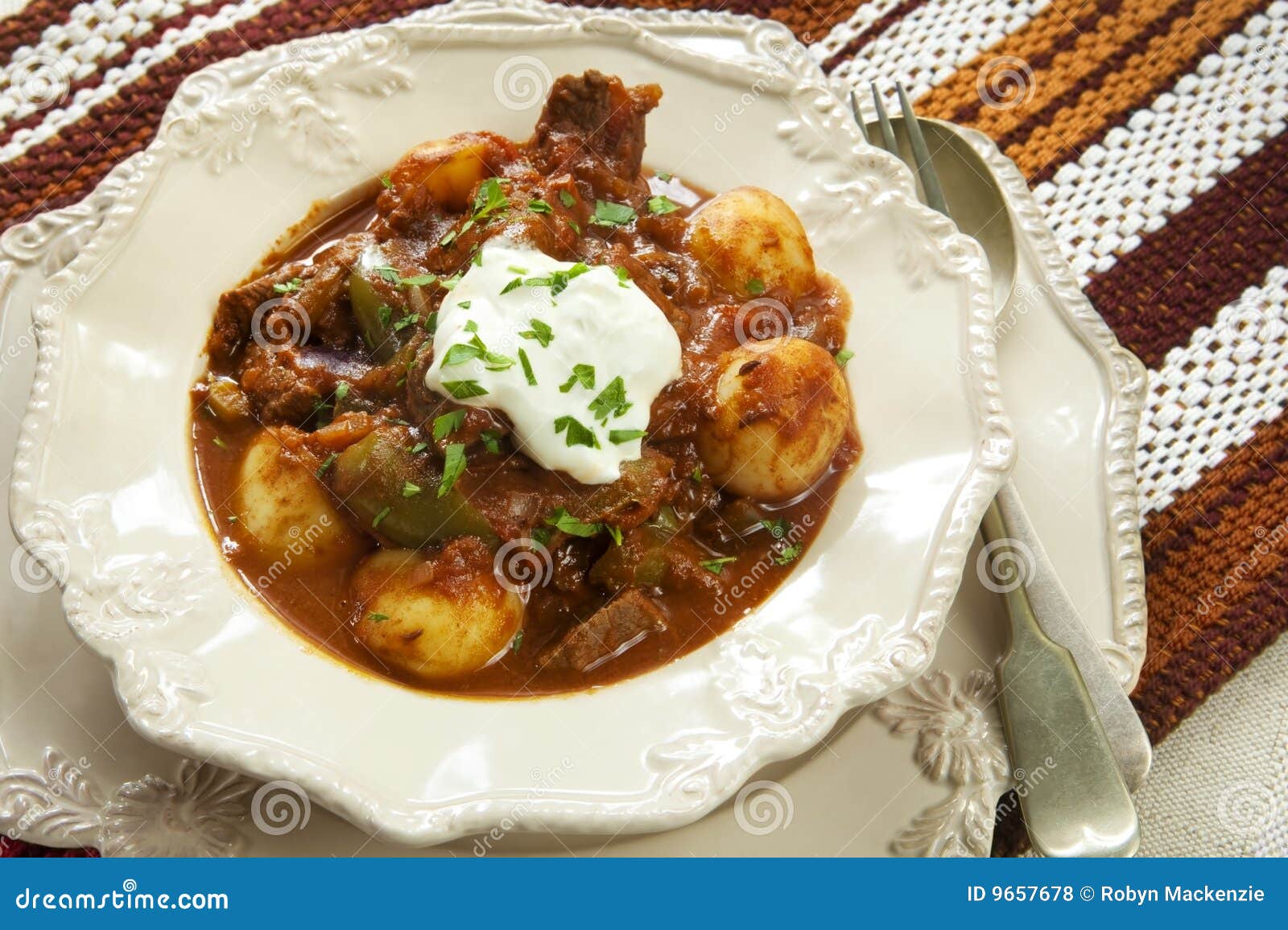 Goulash stock photo. Image of cream, gravy, overhead, meal - 9657678