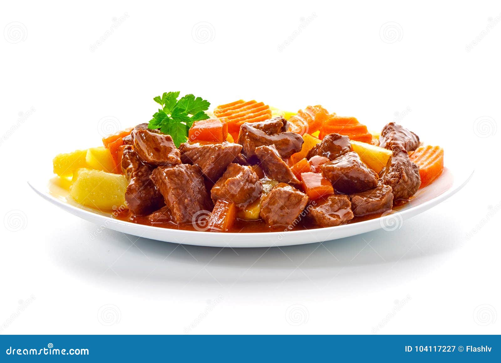Goulash, Beef Stew with Potatoes, Isolated on White Background Stock ...